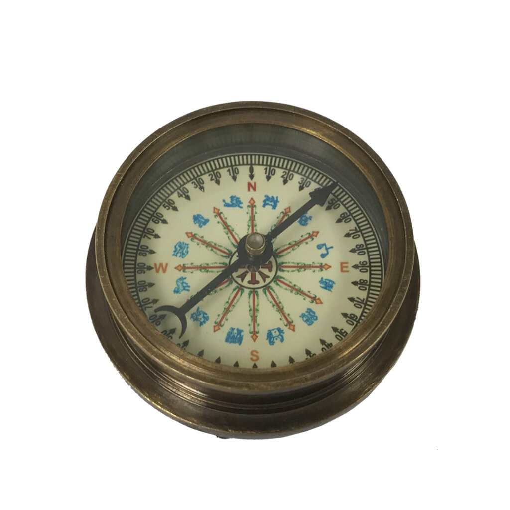 2-1/4″ Antiqued Solid Brass Compass With 100-Year Calendar – Madison ...