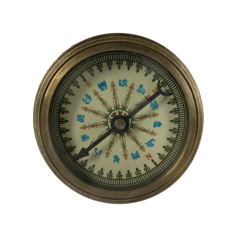 2-1/4″ Antiqued Solid Brass Compass With 100-Year Calendar – Madison ...