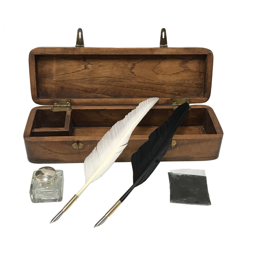 12″ Colonial Wood Quill Pen Box w/ Accessories – Madison Bay Company
