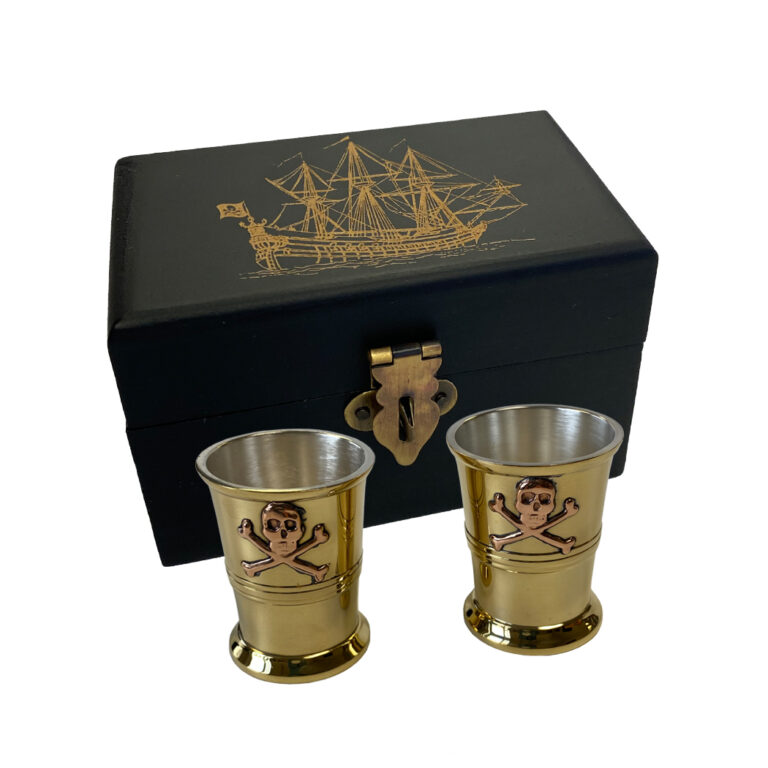 Pirate Ship Wood Box with Pair of Shot Cups – Madison Bay Company